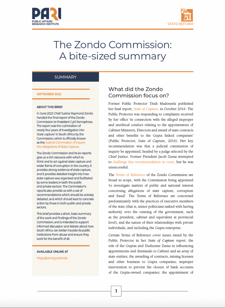 Summary | The State Capture Commission - PARI | Public Affairs Research ...