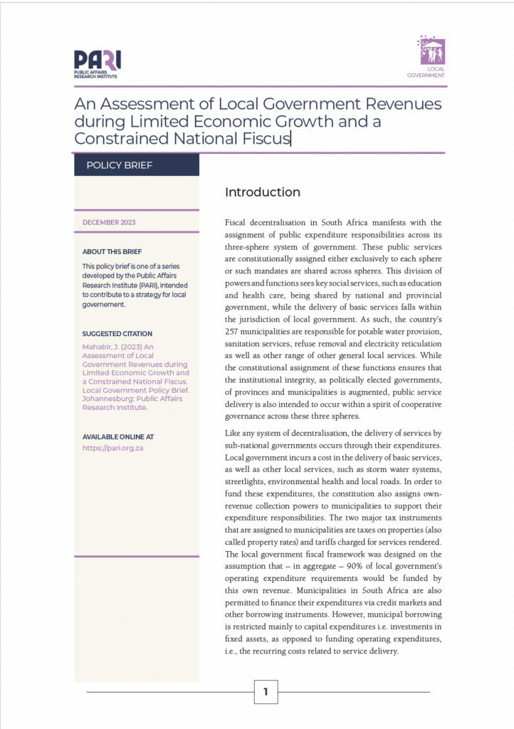 Local Government - PARI | Public Affairs Research Institute